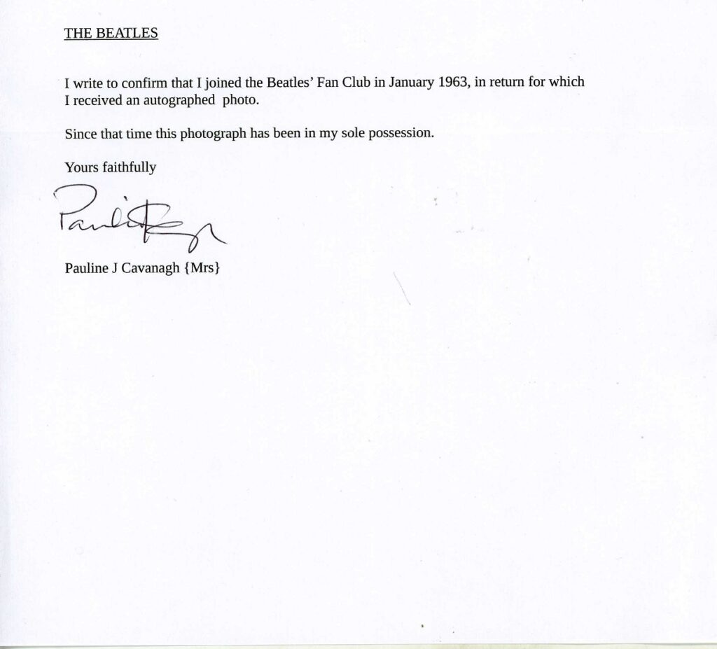 PC4. An Extremely Rare Early Beatles Signed Promotional Card. - Frank ...
