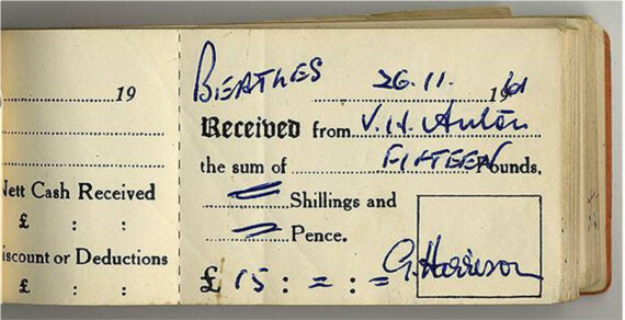 SI3. The Beatles 1961 Hambleton Hall Pay Receipt Books - Frank Caiazzo ...